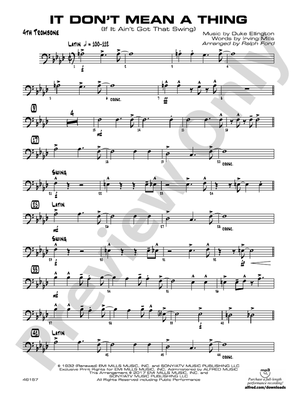 It Don't Mean a Thing (If It Ain't Got That Swing): 4th Trombone: 4th ...