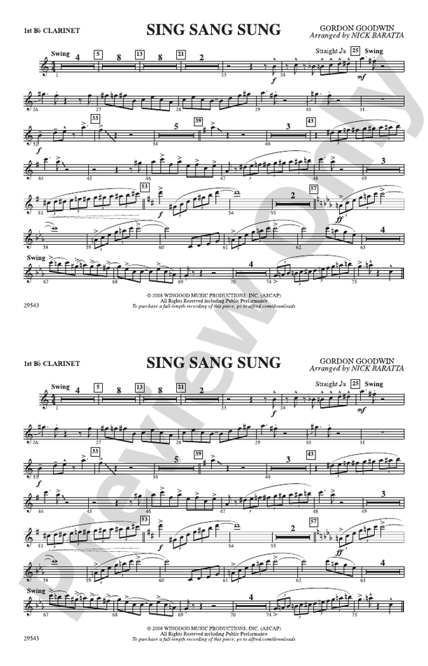 Sing Sang Sung: 1st B-flat Clarinet: 1st B-flat Clarinet Part - Digital ...