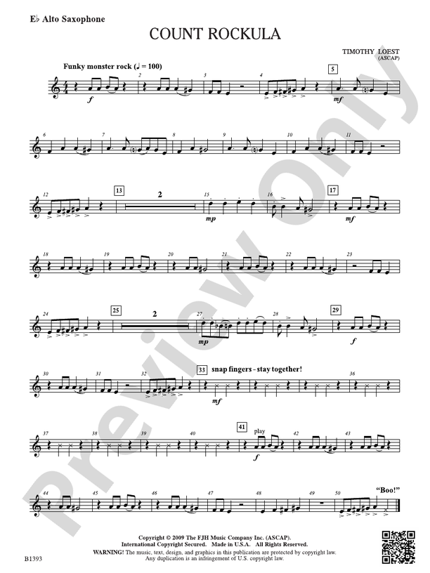 Count Rockula: E-flat Alto Saxophone: E-flat Alto Saxophone Part ...