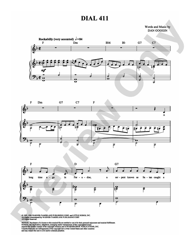 Dial 411: Piano/Vocal/Chords: Dan Goggin - Digital Sheet Music Download