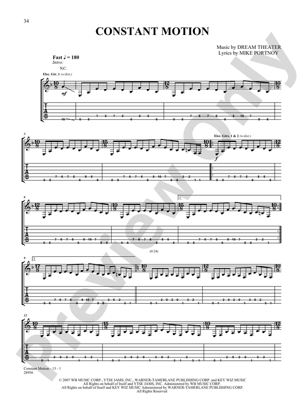 Constant Motion: Guitar: Dream Theater - Digital Sheet Music Download