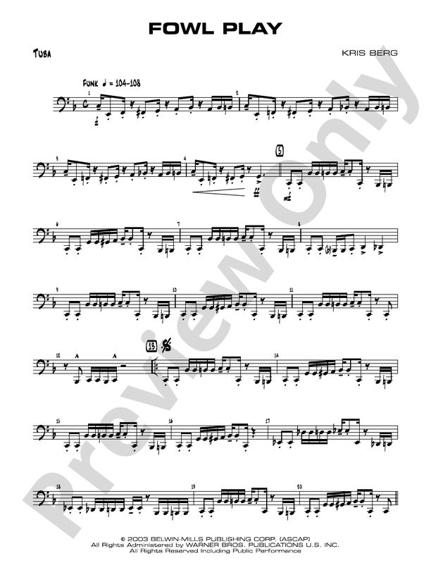 Fowl Play: Tuba: Tuba Part - Digital Sheet Music Download