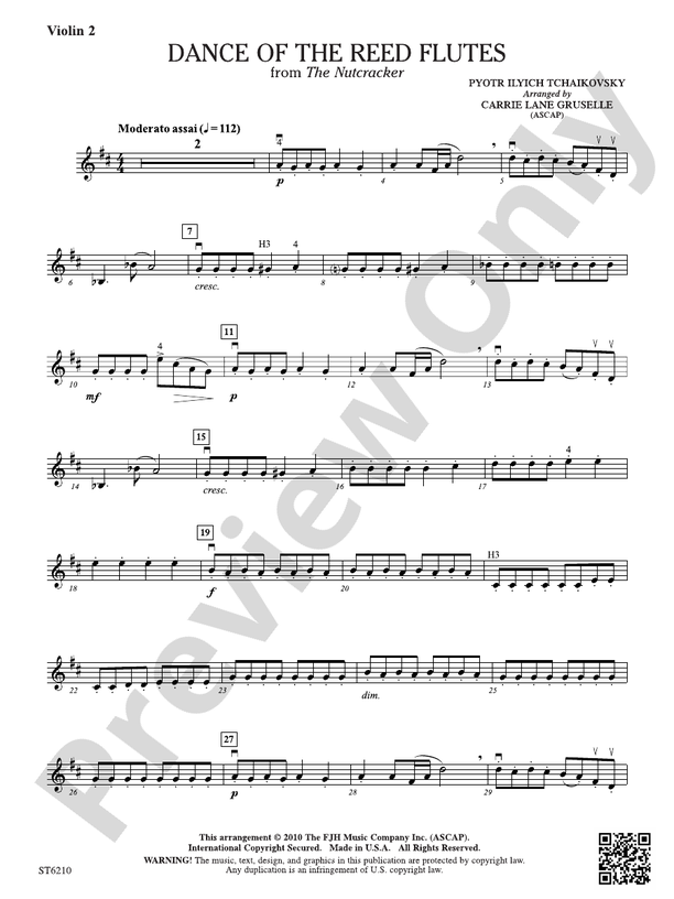 Dance of the Reed Flutes from The Nutcracker: Violin 2: Violin 2 Part ...