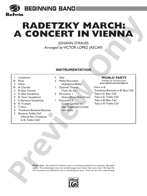 Radetzky March: A Concert in Vienna: Score: Concert Band Score ...