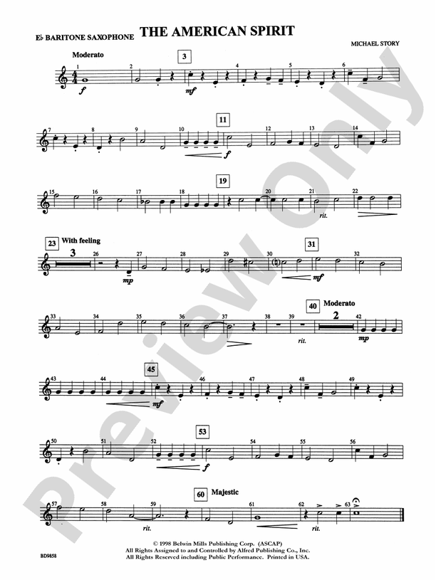 The American Spirit: E-flat Baritone Saxophone: E-flat Baritone Saxophone Part - Digital Sheet ...