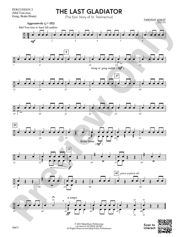 The Last Gladiator: 2nd Percussion: 2nd Percussion Part - Digital Sheet Music Download