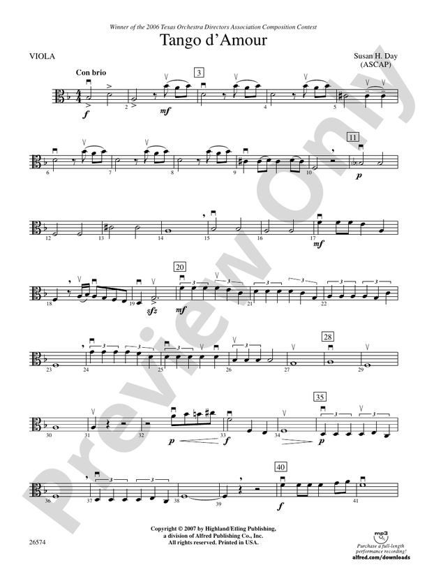Tango d'Amour: Viola: Viola Part - Digital Sheet Music Download