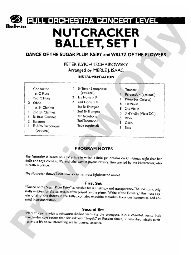 Nutcracker Ballet, Set I ("Dance of the Sugar Plum Fairy" and "Waltz of the Flowers"): Score ...