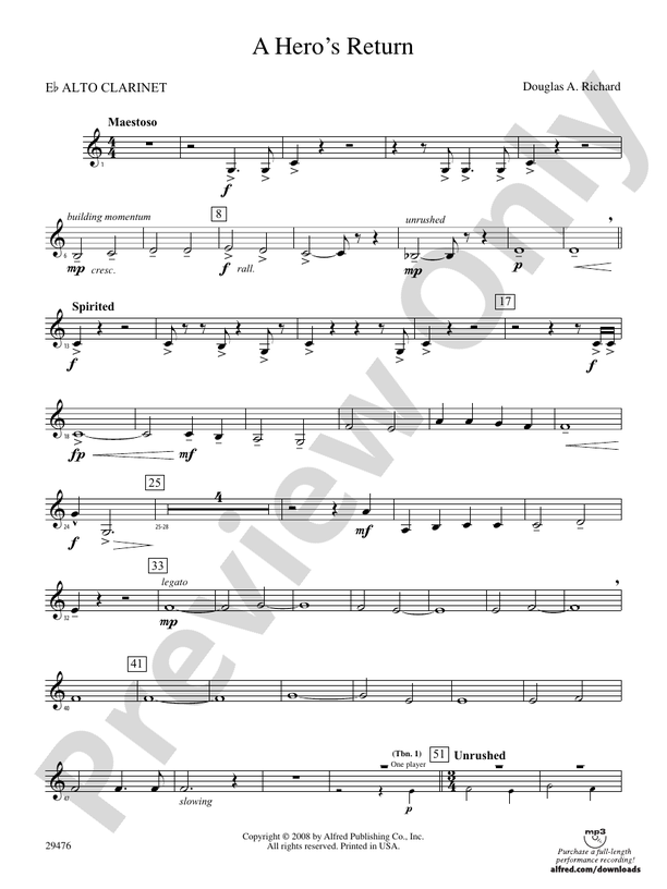 A Hero's Return: (wp) E-flat Alto Clarinet: (wp) E-flat Alto Clarinet ...