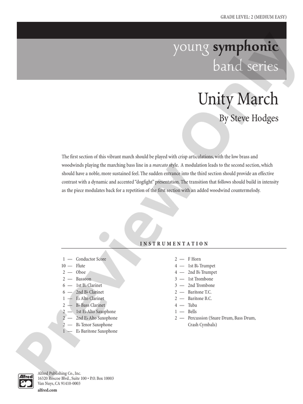Unity March: Concert Band Conductor Score & Parts: Steve Hodges ...