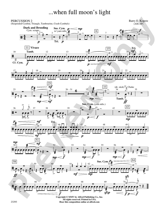 when full moon's light: 2nd Percussion: 2nd Percussion Part - Digital Sheet Music Download