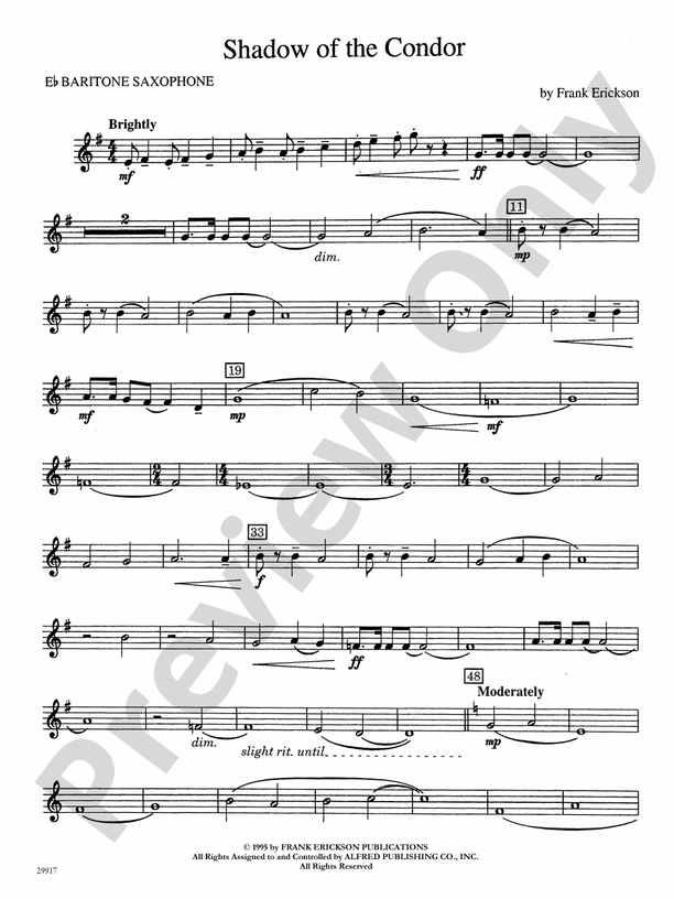 Shadow of the Condor: E-flat Baritone Saxophone: E-flat Baritone ...