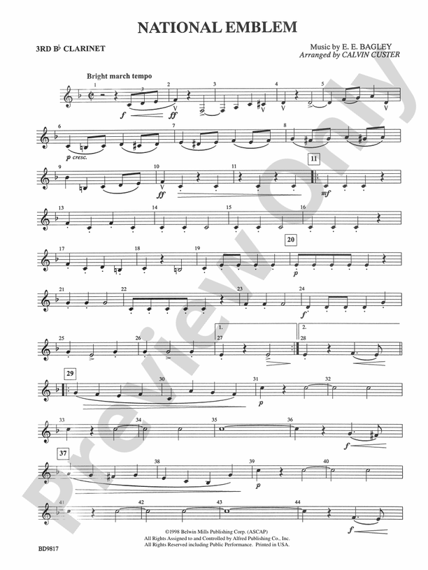 National Emblem: 3rd B-flat Clarinet: 3rd B-flat Clarinet Part - Digital Sheet Music Download