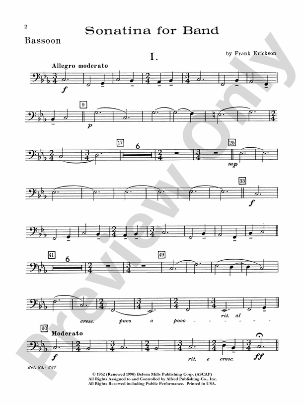 Sonatina for Band: Bassoon: Bassoon Part - Digital Sheet Music Download