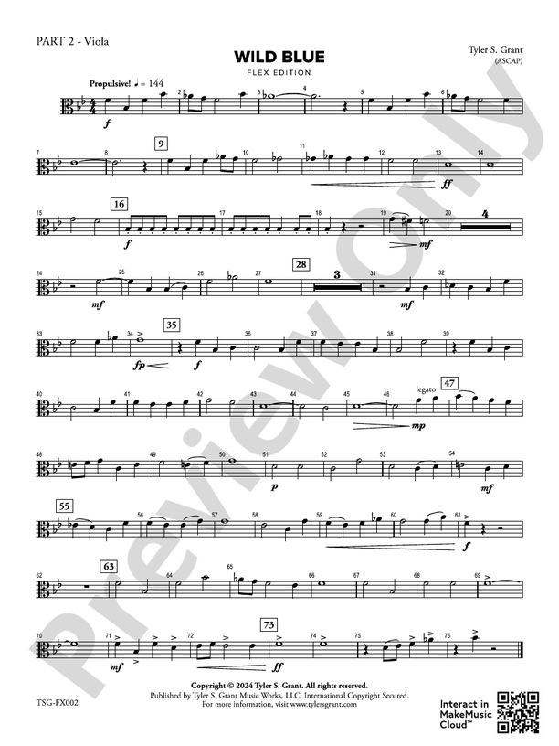 Wild Blue: Part 2 - Viola: Part 2 - Viola Part: Tyler S. Grant ...