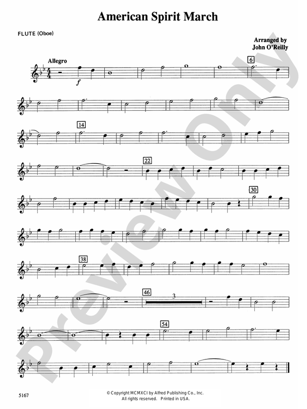 American Spirit March: Flute: Flute Part - Digital Sheet Music Download