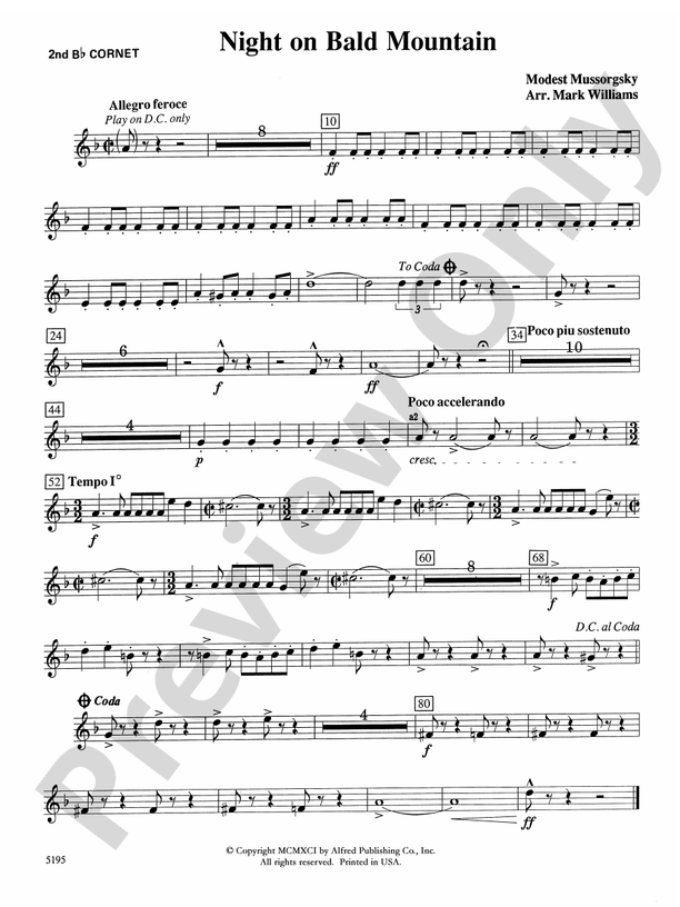 Night on Bald Mountain: 2nd B-flat Cornet: 2nd B-flat Cornet Part ...