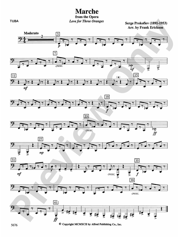 March from the Opera Love for 3 Oranges: Tuba: Tuba Part - Digital ...