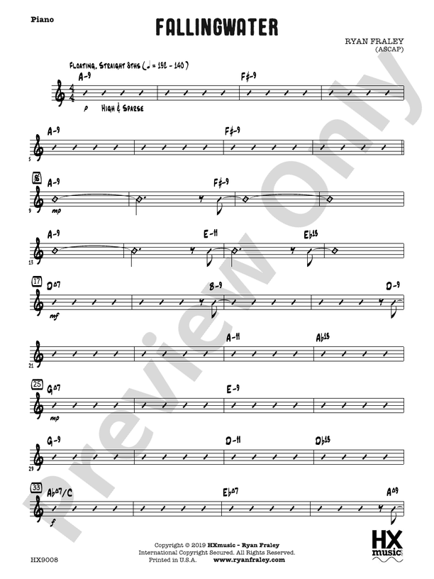 Fallingwater: Piano: Piano Part: Ryan Fraley - Digital Sheet Music Download
