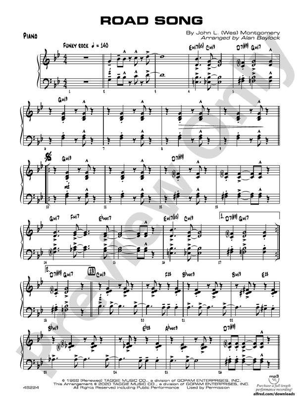 Road Song: Piano Accompaniment: Piano Accompaniment Part - Digital ...
