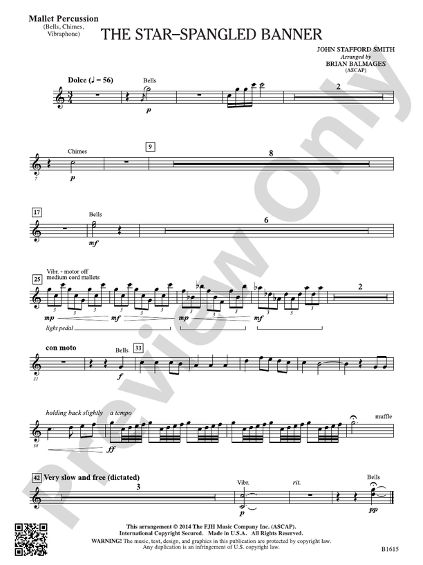 The Star-Spangled Banner: Mallet Percussion: Mallet Percussion Part ...