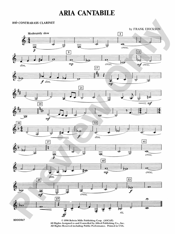 Aria Cantabile: B-flat Contrabass Clarinet: B-flat Contrabass Clarinet Part - Digital Sheet ...