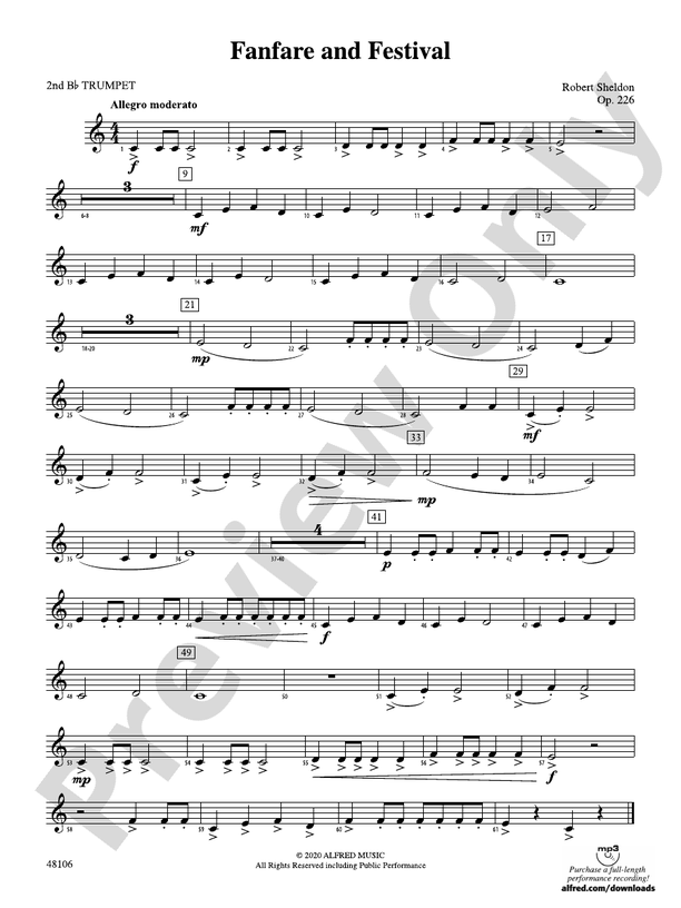 Fanfare and Festival: 2nd B-flat Trumpet: 2nd B-flat Trumpet Part - Digital Sheet Music Download