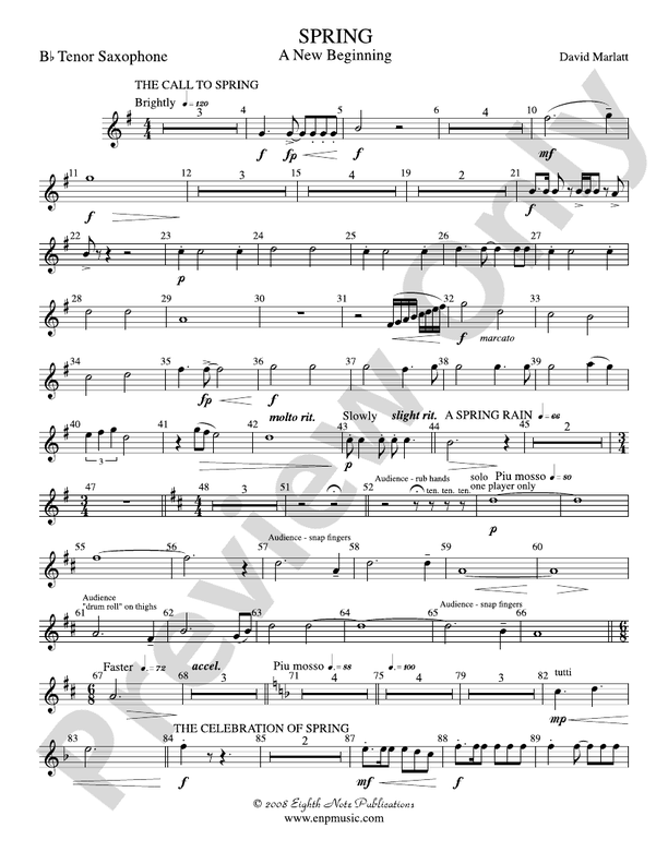 Spring (A New Beginning): B-flat Tenor Saxophone: B-flat Tenor ...