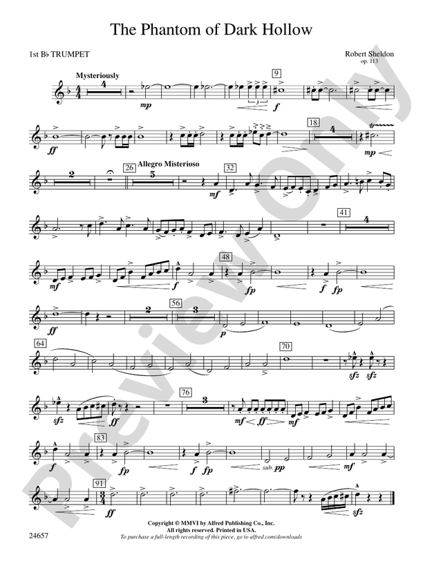 The Phantom of Dark Hollow: 1st B-flat Trumpet: 1st B-flat Trumpet Part ...