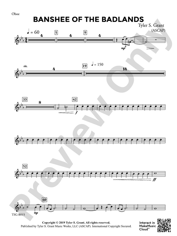 Banshee of the Badlands: Oboe: Oboe Part - Digital Sheet Music Download