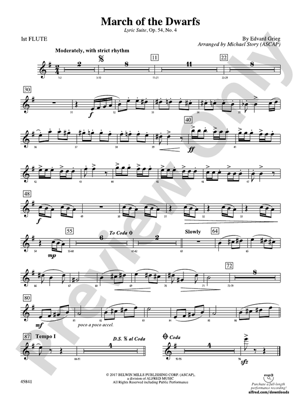 March of the Dwarfs: Flute: Flute Part - Digital Sheet Music Download
