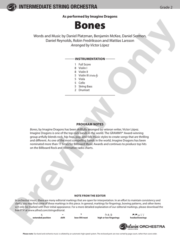 Bones: Score: String Orchestra Score - Digital Sheet Music Download