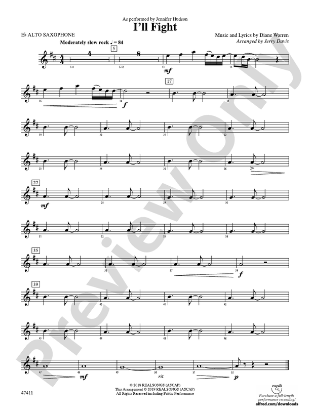I'll Fight: E-flat Alto Saxophone: E-flat Alto Saxophone Part - Digital ...