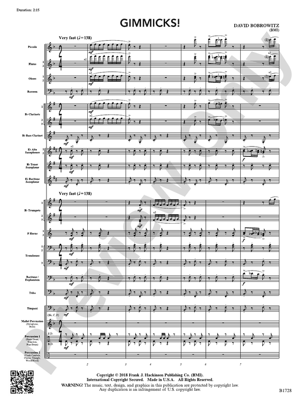 Gimmicks: Score: : David Bobrowitz - Digital Sheet Music Download