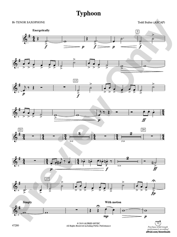 Typhoon: B-flat Tenor Saxophone: B-flat Tenor Saxophone Part - Digital ...