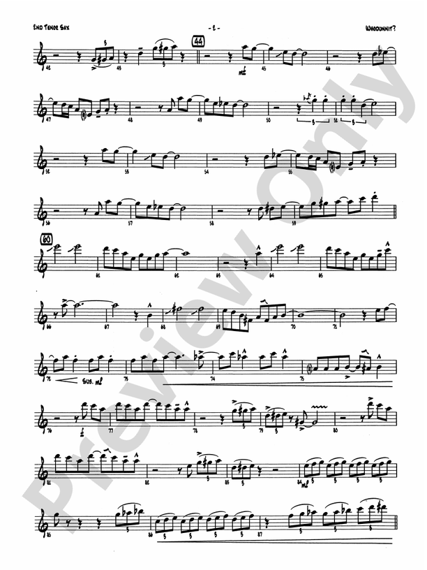Whodunnit?: 2nd B-flat Tenor Saxophone: 2nd B-flat Tenor Saxophone Part - Digital Sheet Music ...