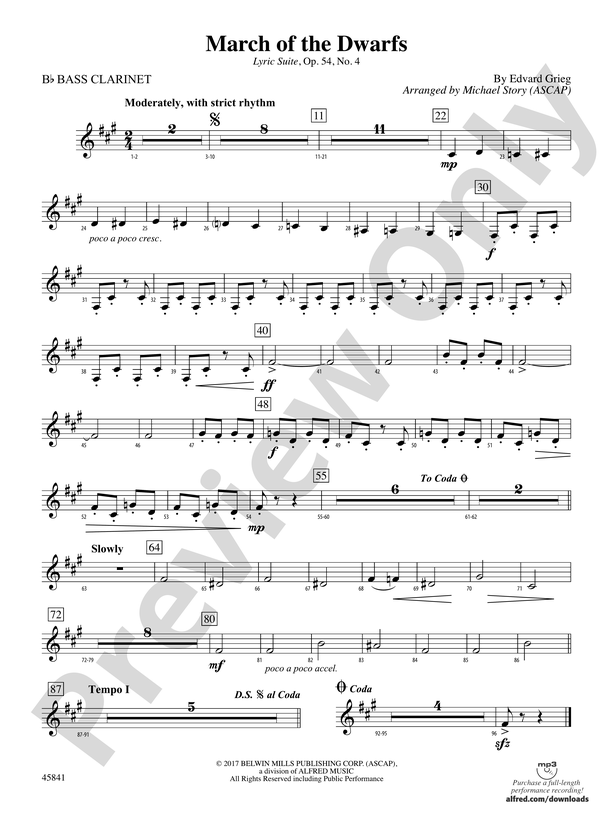 March of the Dwarfs: B-flat Bass Clarinet: B-flat Bass Clarinet Part ...