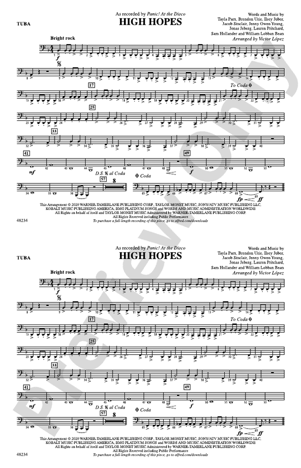 High Hopes: Tuba: Tuba Part - Digital Sheet Music Download