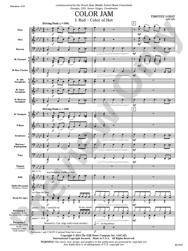 Color Jam: Score: Concert Band Score: Timothy Loest - Digital Sheet ...