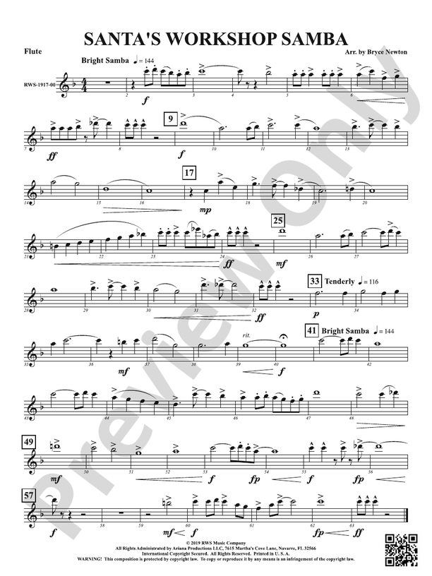 Santa's Workshop Samba: 1st Flute: 1st Flute Part - Digital Sheet Music ...
