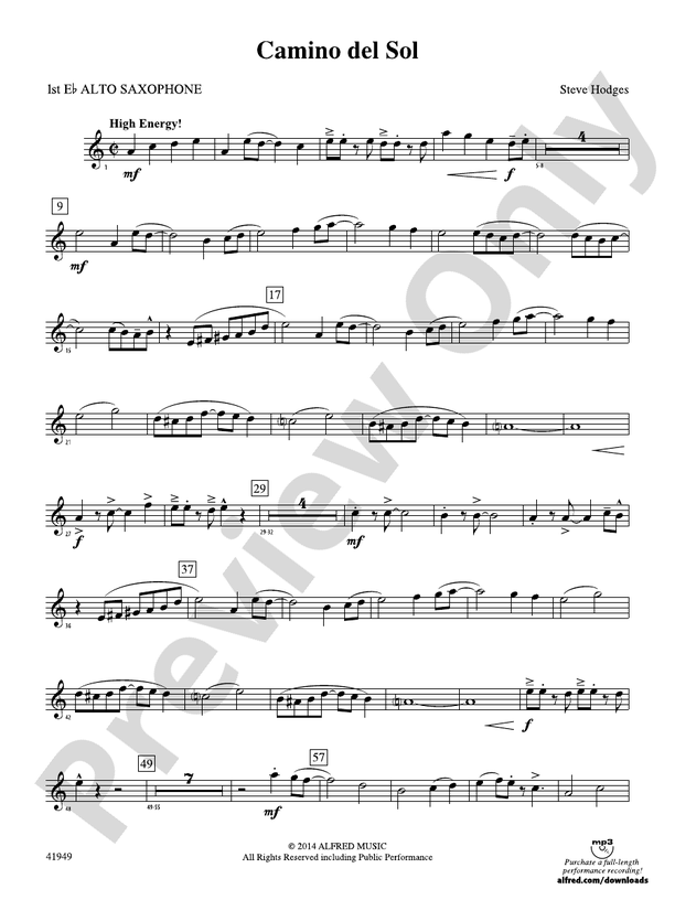 Camino del Sol: E-flat Alto Saxophone: E-flat Alto Saxophone Part ...