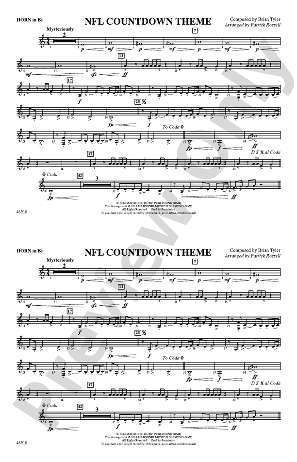 NFL Countdown Theme: Horn in B flat: Horn in B flat Part - Digital ...