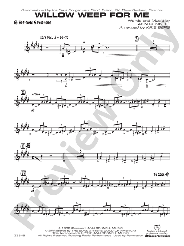 Willow Weep for Me: E-flat Baritone Saxophone: E-flat Baritone ...