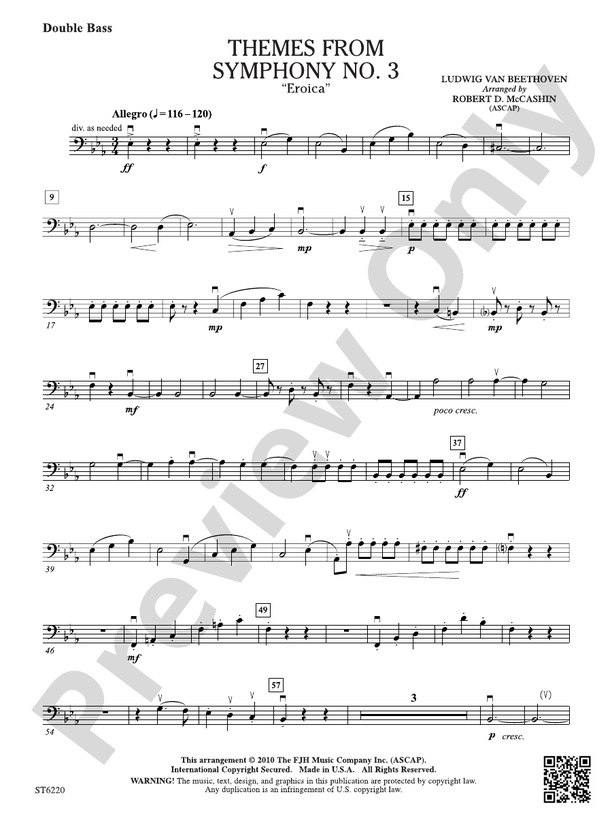 Themes from Symphony No. 3 "Eroica": Double Bass: Double Bass Part ...