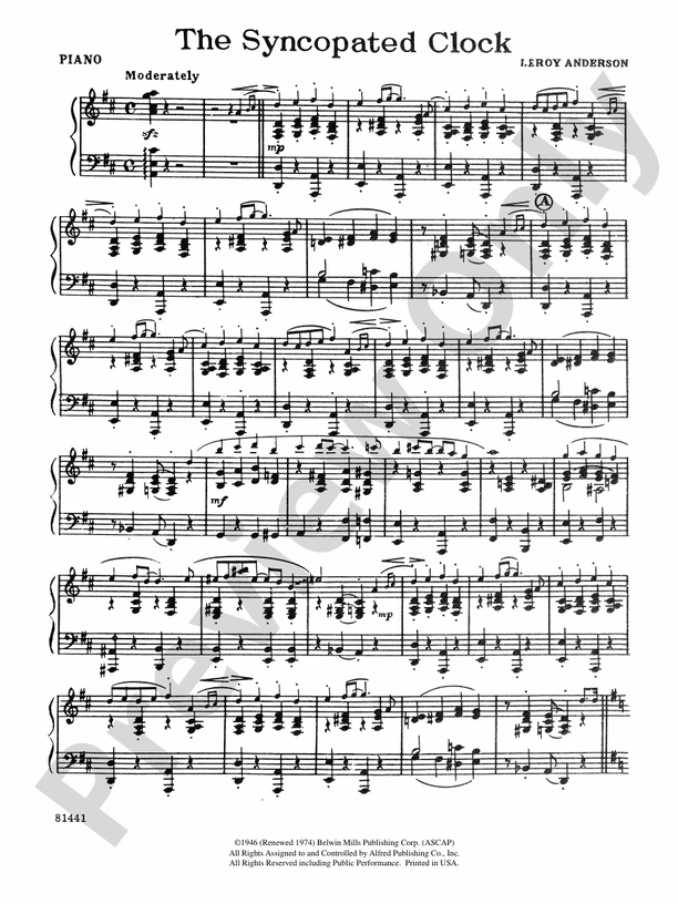 The Syncopated Clock: Piano Accompaniment: Piano Accompaniment Part ...