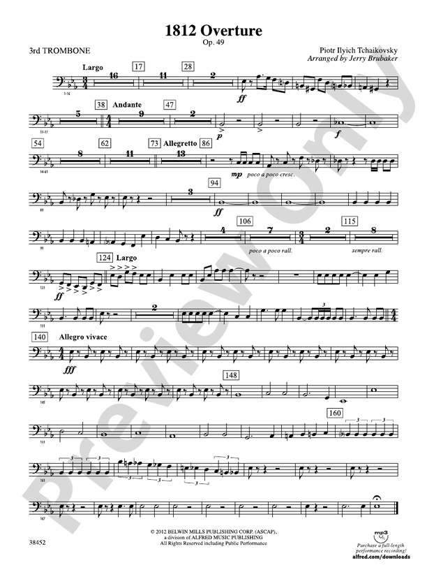1812 Overture: 3rd Trombone: 3rd Trombone Part - Digital Sheet Music Download
