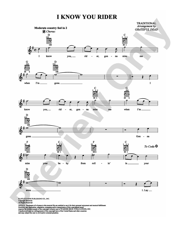 I Know You Rider: Easy Guitar: Grateful Dead - Digital Sheet Music Download