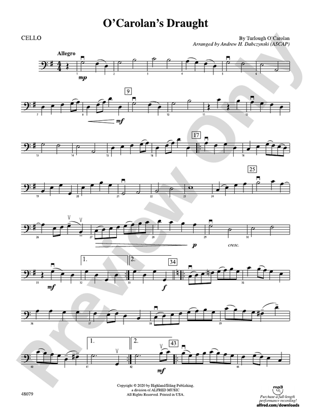 O'Carolan's Draught: Cello: Cello Part - Digital Sheet Music Download