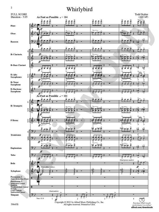Whirlybird: Score: Concert Band Score - Digital Sheet Music Download