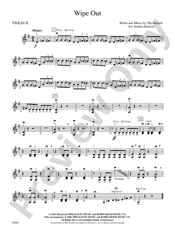 Wipe Out: 2nd Violin: 2nd Violin Part - Digital Sheet Music Download